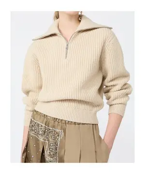Max Mara Wool Zip-up Roll Neck Jumper - Ice