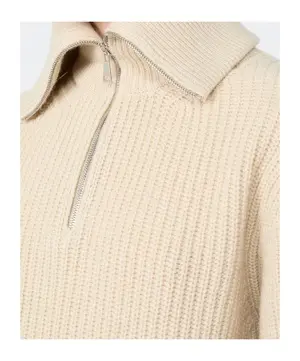 Max Mara Wool Zip-up Roll Neck Jumper - Ice