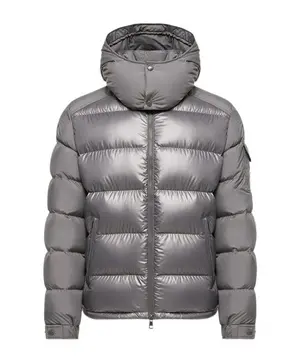 Moncler Maya Hooded Cropped Down Jacket - Light Gray
