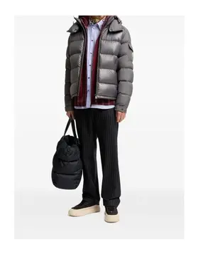 Moncler Maya Hooded Cropped Down Jacket - Light Gray