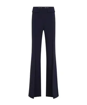 Elisabetta Franchi Trousers In Double-layer Stretch Crêpe - Navy Blue