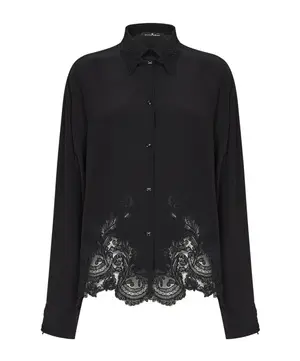 Ermanno Scervino Long Sleeve Lace Trim Shirt