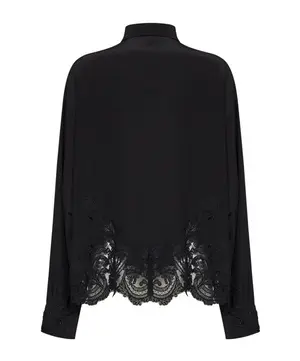 Ermanno Scervino Long Sleeve Lace Trim Shirt