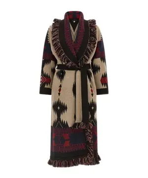 Alanui Icon Fringed Jacquard Long Coat - Multi-color