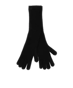 Max Mara Ribbed Knit Gloves - Black