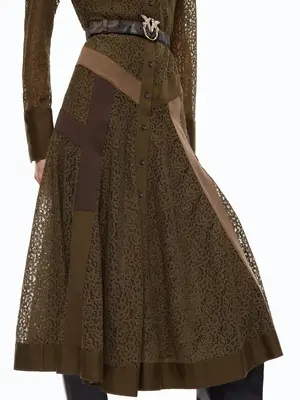 Pinko Lace-panelled Midi Shirt Dress - Brown
