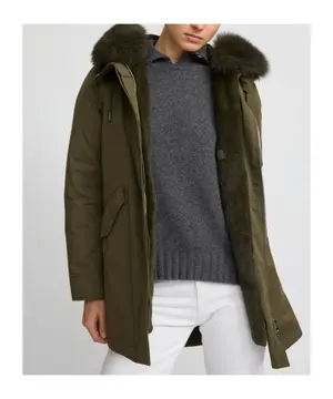 YVES SALOMON Iconic Parka With Fox And Rabbit Fur Trim