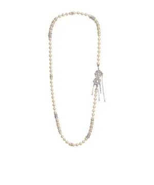 Alessandra Rich Bijoux Crystal-pearl Necklace - Silver