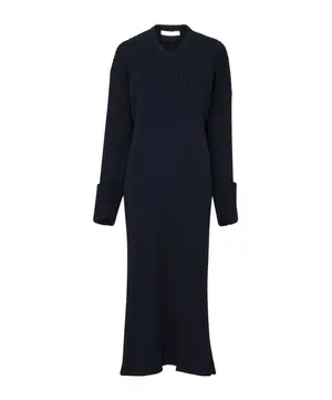 THE ROW V-neck Long Dress - Black