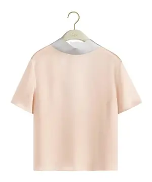 Dior Short-sleeved Blouse With Rear Tie - Pink/gray
