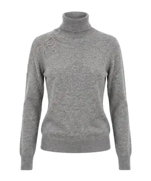 Ermanno Scervino Lace-trim Roll-neck Sweater - No