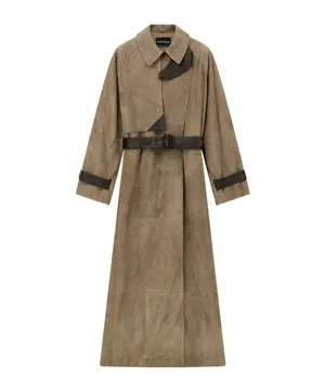 Emporio Armani Belted Suede Trench Coat