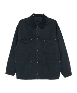 Emporio Armani Corduroy-collar Logo-plaque Jacket