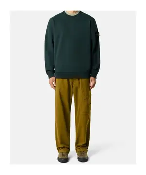 Stone Island Regular-fit Crewneck Sweatshirt With Ribbed Inserts