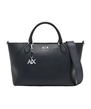 Armani Exchange Logo-charm Grained Shopping Tote Bag