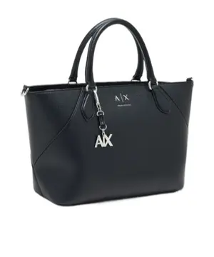 Armani Exchange Logo-charm Grained Shopping Tote Bag