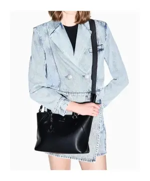 Armani Exchange Logo-charm Grained Shopping Tote Bag
