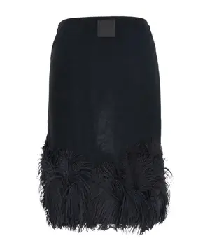 SEMICOUTURE Semi Couture Feather-trim Tech Skirt - Black