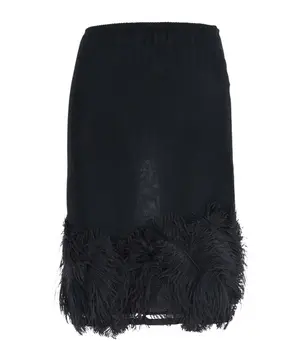 SEMICOUTURE Semi Couture Feather-trim Tech Skirt - Black