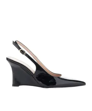 STUART WEITZMAN Pointed-toe Wedge Slingback - Black