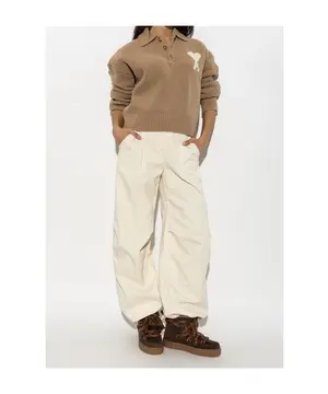 AMI Paris Long-sleeve Knitted Polo Shirt