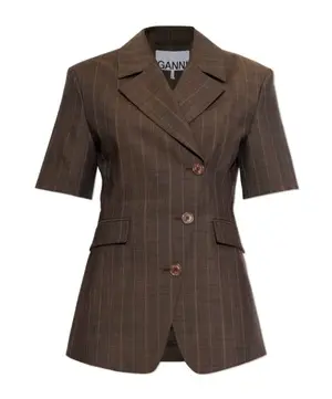 GANNI Short-sleeved Blazer - Brown