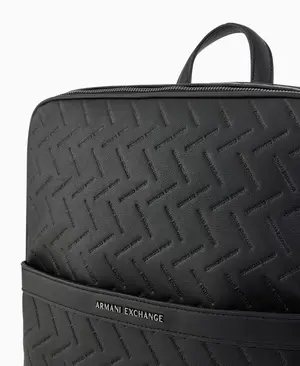 Armani Exchange Embossed-logo Grained-effect Backpack