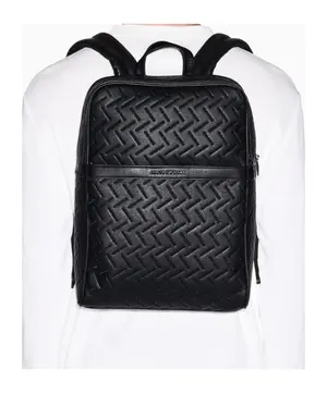 Armani Exchange Embossed-logo Grained-effect Backpack