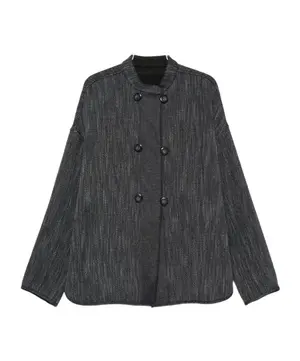 Emporio Armani Double-breasted Herringbone Jacket - Blue