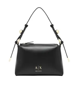 Armani Exchange Shoulder Bag In Coated Fabric - Black