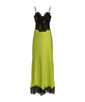 SELF-PORTRAIT Satin Lace Midi Dress - Green
