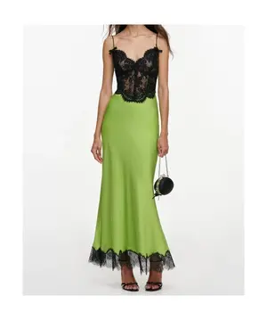 SELF-PORTRAIT Satin Lace Midi Dress