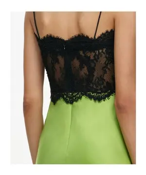 SELF-PORTRAIT Satin Lace Midi Dress