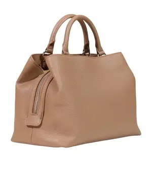 Armani Exchange Textured Handbag With Structured Top Handle And Flap Pocket