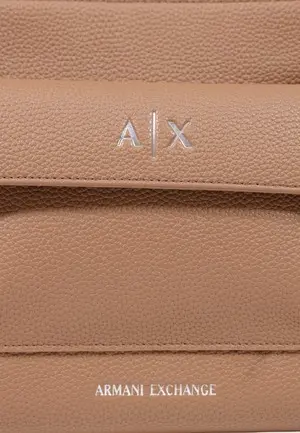 Armani Exchange Textured Handbag With Structured Top Handle And Flap Pocket