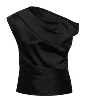 SELF-PORTRAIT Taffeta Draped Top