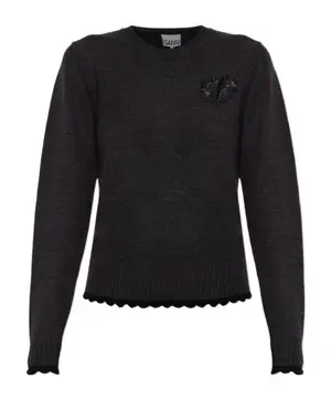GANNI Long-sleeved Sweater - Grey