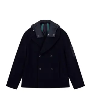 Armani Exchange Blouson Jacket In Virgin Wool Blend - Navy Blue