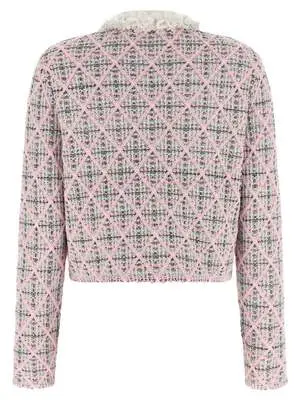 SELF-PORTRAIT Cropped Floral Collar Cardigan