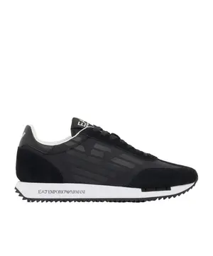 EA7 Lace-up Low-top Panelled Casual Sneakers - Black