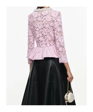 SELF-PORTRAIT Lace Peplum Top