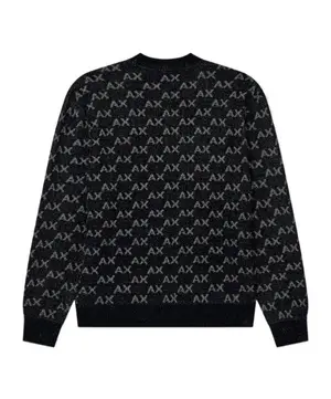 Armani Exchange Long-sleeve Crew-neck Casual Knit Sweater With Allover Jacquard Pattern