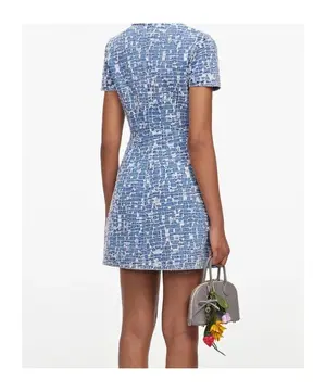 SELF-PORTRAIT Sequin-embellished Collared Denim Mini Dress