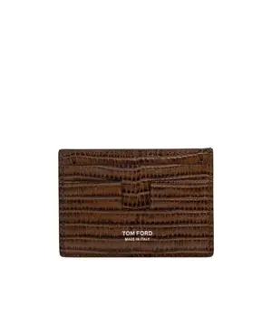 TOM FORD Patterned Card Holder - Brown