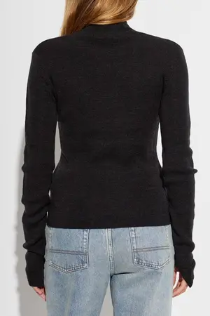 GANNI Fitted High-neck Knitted Sweater