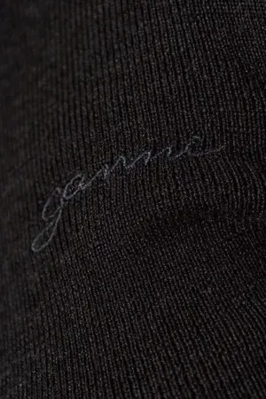 GANNI Fitted High-neck Knitted Sweater