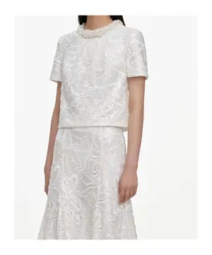 SELF-PORTRAIT Sequin Lace Top