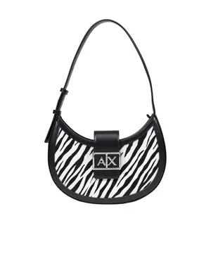 Armani Exchange Hobo Shoulder Bag In Coated Fabric - Patterned