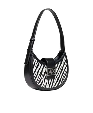 Armani Exchange Hobo Shoulder Bag In Coated Fabric