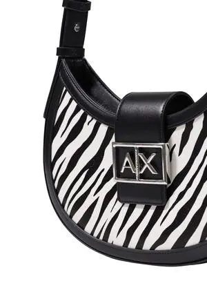 Armani Exchange Hobo Shoulder Bag In Coated Fabric
